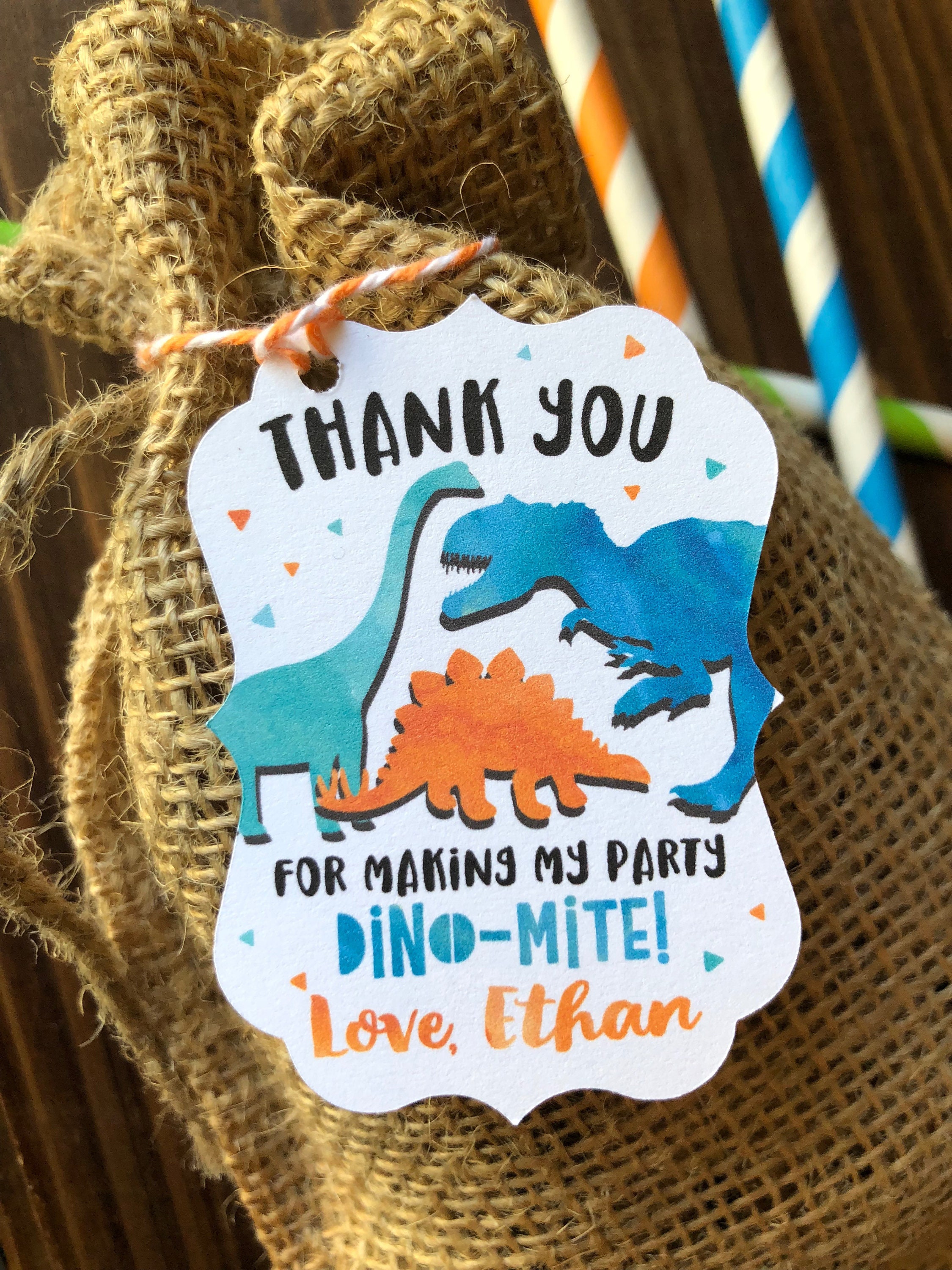 12 Dinosaur Birthday Favor Thank You Tags - Thank You for Making My ...
