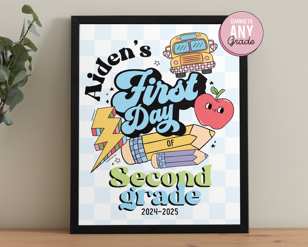 EDITABLE First Day of School Retro Sign ANY GRADE - Back to School ...