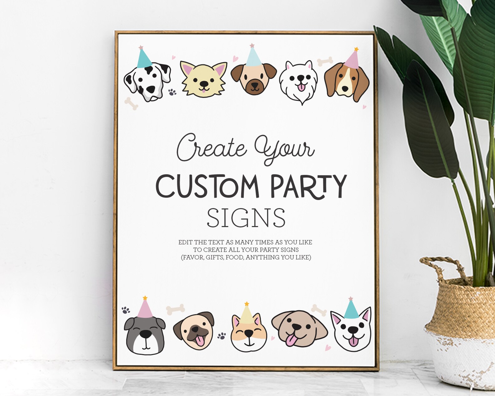 EDITABLE Dog Puppy Birthday Welcome Poster - Puppy Boy Birthday Welcome ...