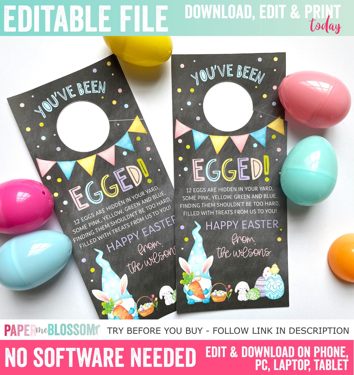 EDITABLE Easter You've Been Egged Door Hanger Fun Easter - Etsy
