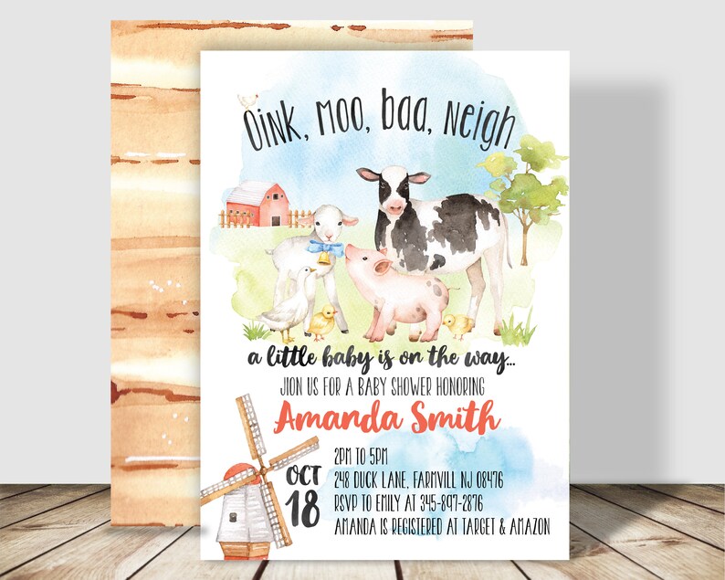 Oink Moo Baa Neigh a Little Baby is on the Way Boy FARM - Etsy