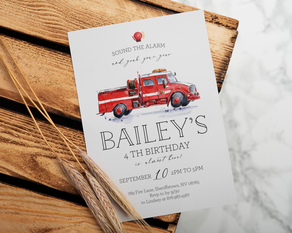 EDITABLE Fire Truck Birthday Favor Thank You Gift Tag - Sound the Alarm ...