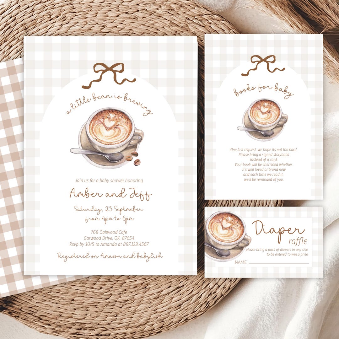 Editable A Baby is Brewing Coffee Baby Shower Invitation Set - Cafe ...