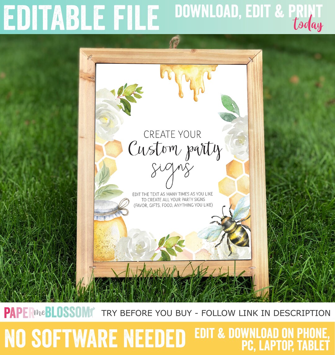 EDITABLE A Little Bee Baby Shower Custom Sign -mommy to Bee Baby Shower ...