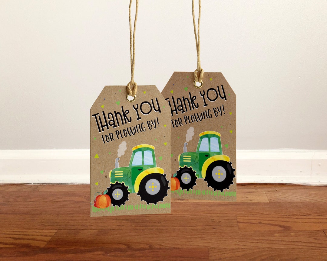 Tractor Farm Pumpkin Birthday Party Thank You for Plowing by Favor Tag ...