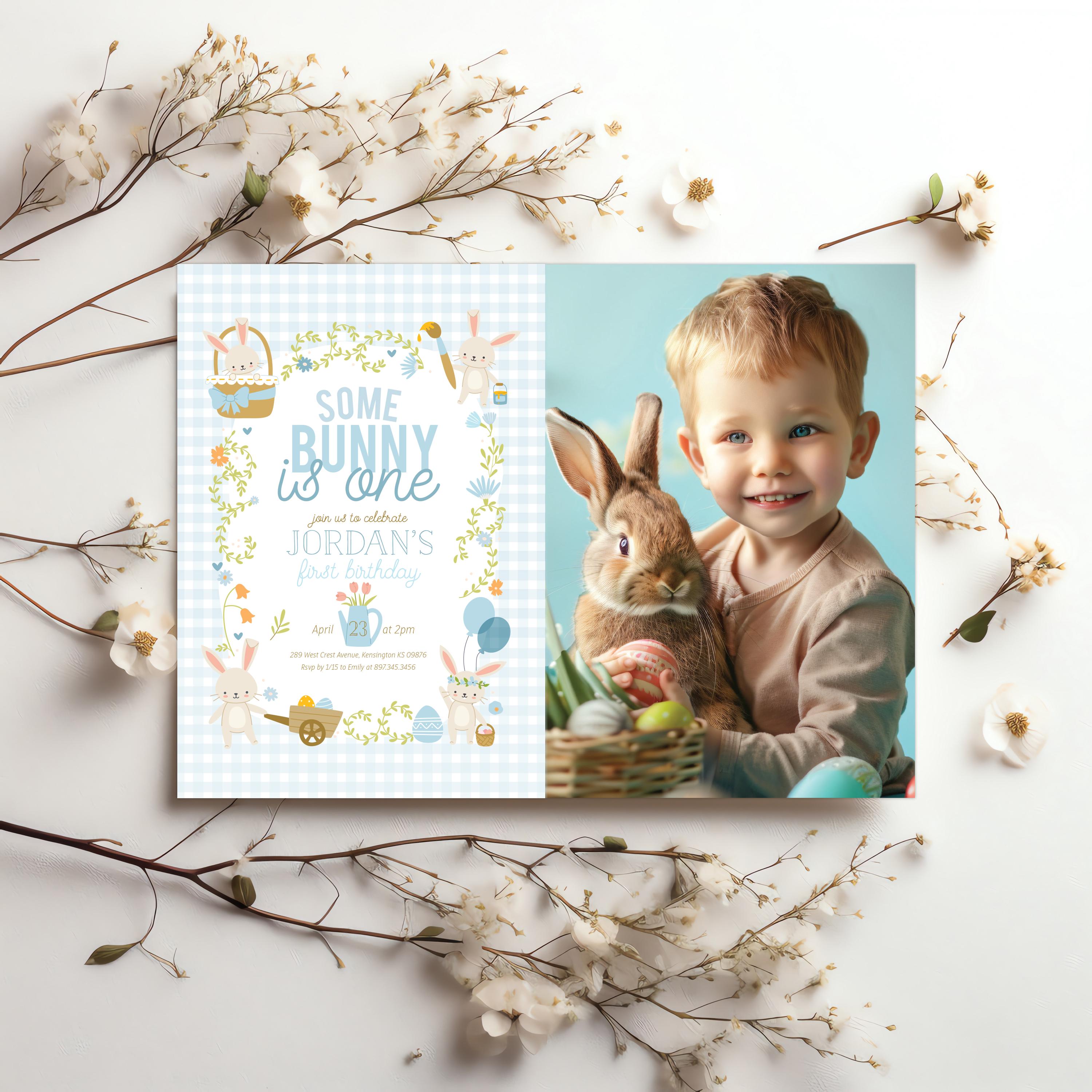 Editable Some Bunny is ONE Birthday Thank You Favor Tag - Easter Bunny ...