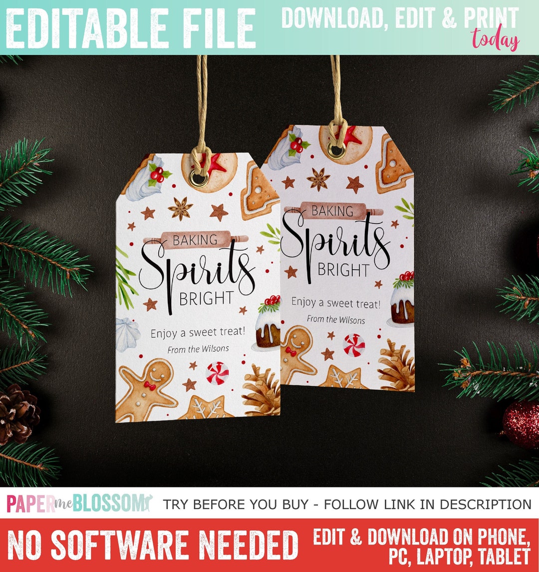 Baking Spirits Bright Merry Christmas Gift Tag - Little Treat for ...