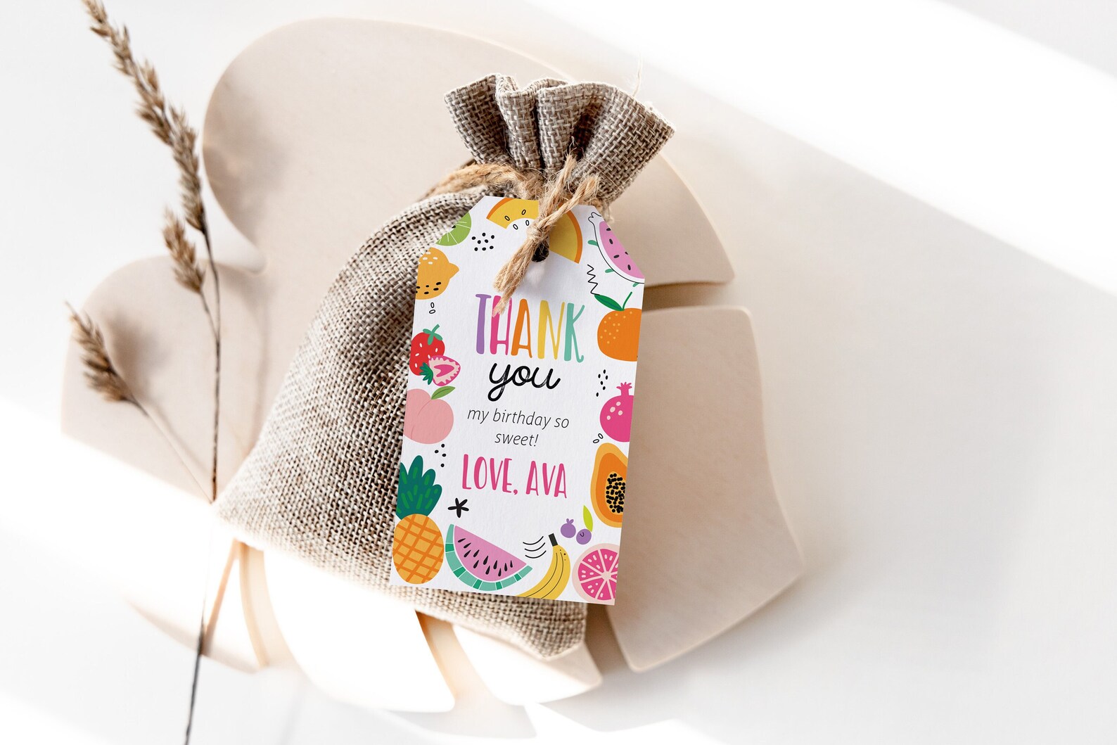 EDITABLE Two-tti Fruitti Birthday Favor Thank You Gift Tag Tropical ...