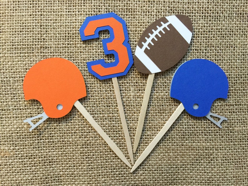 12 Football Touchdown Birthday Party Cupcake Toppers CUSTOM - Etsy