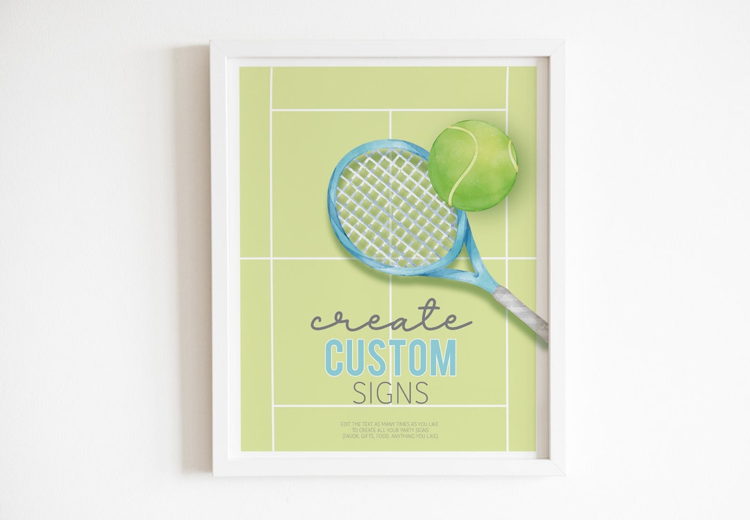 EDITABLE Tennis Ball Boy Birthday Custom Sign - Sports It's Game Time ...