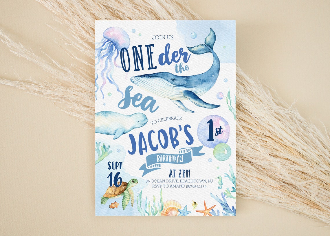 EDITABLE Ocean One-der the Sea Favor Thank You Gift Tag - Under the Sea ...