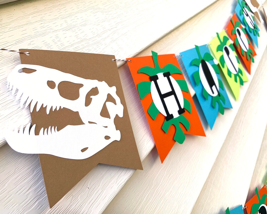 Dinosaur Roar Happy Birthday Banner - Stomp, Chomp, Growl, Roar Party ...
