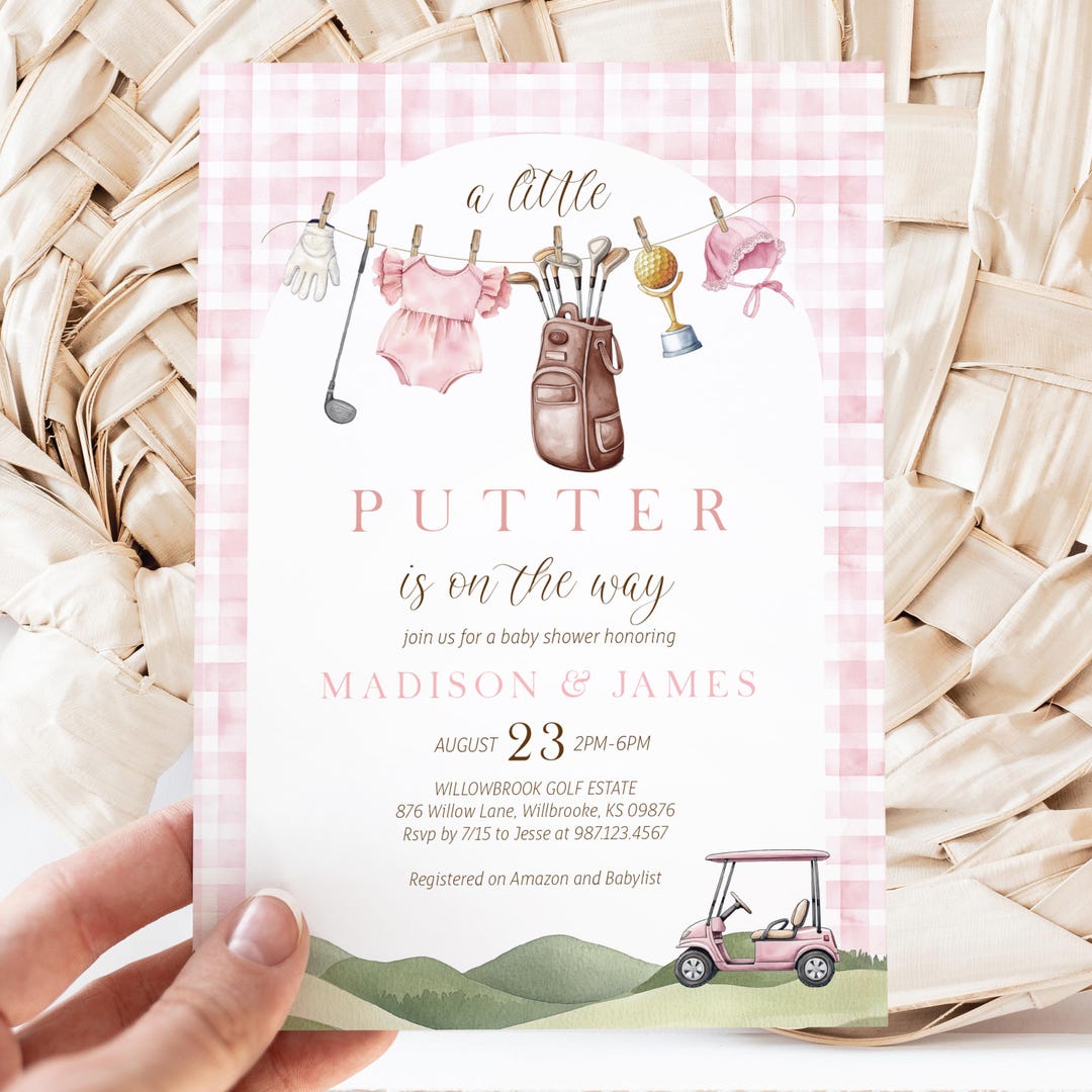 Editable A Little Putter is on the Way Baby Shower Invitation - Let's ...