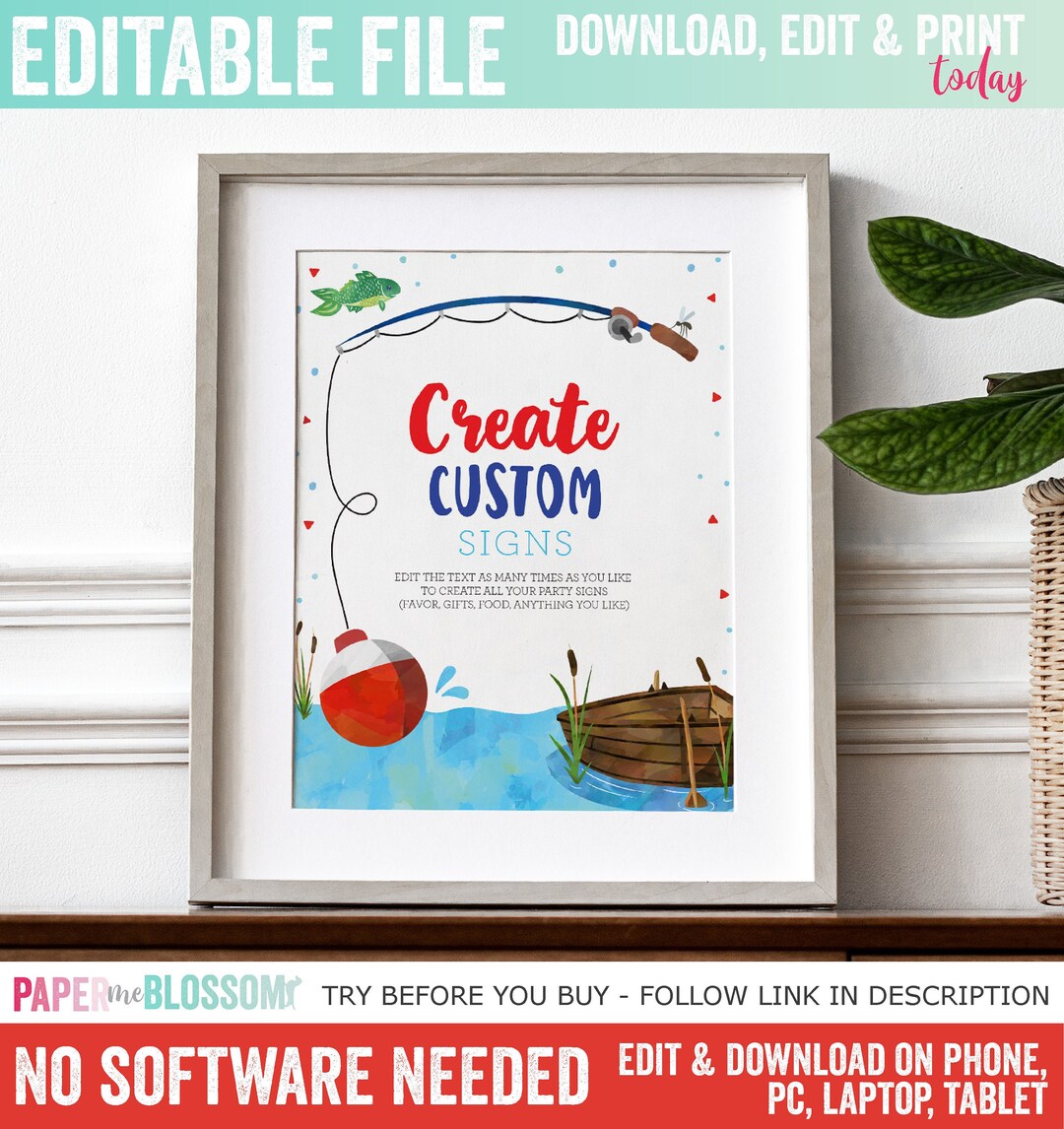 EDITABLE It's O-fish-al Fishing Custom Sign - Reel Fun Fishing Outdoor ...