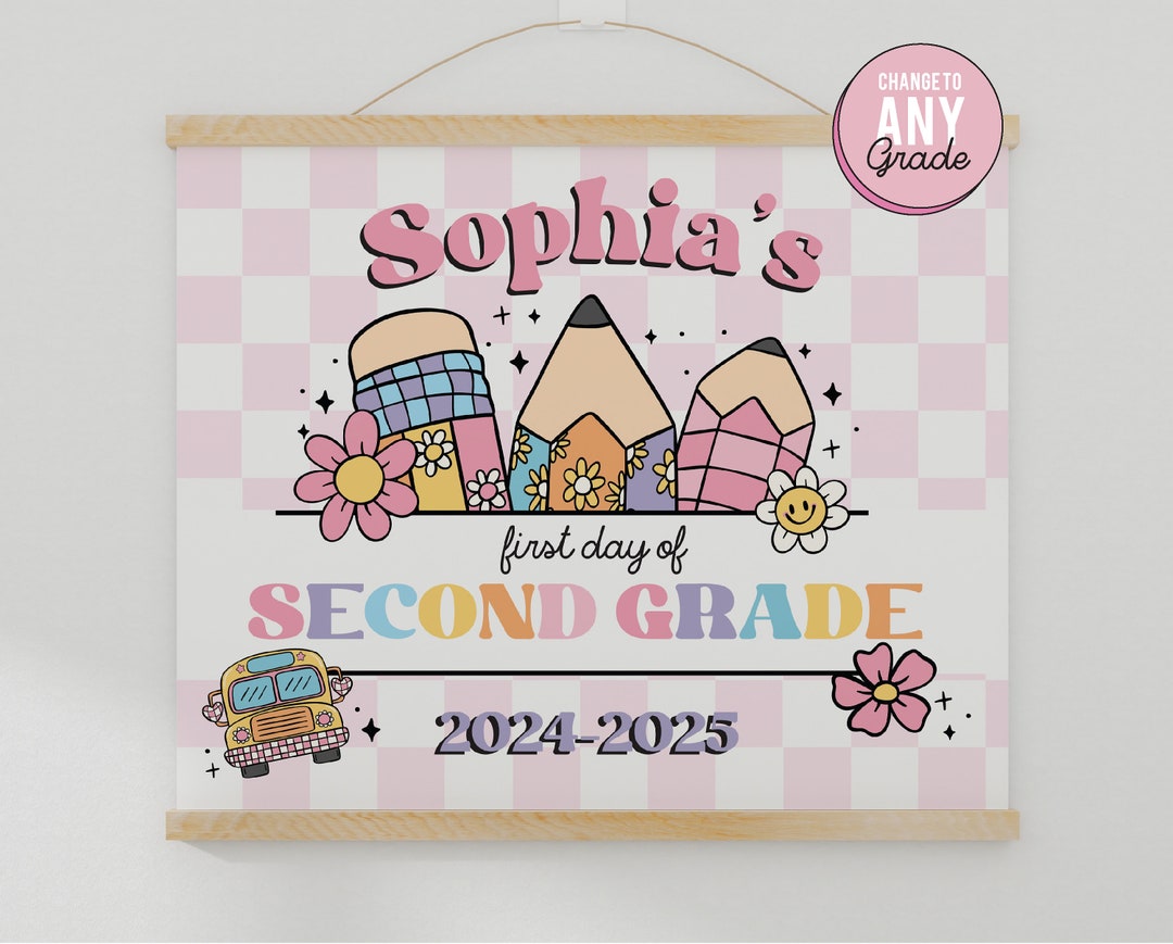 EDITABLE First Day of School Retro Custom Sign ANY GRADE - Back to ...