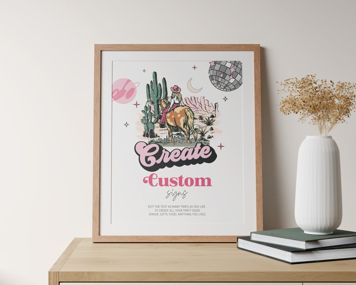 EDITABLE Space Cowgirl Birthday Welcome Poster Retro Cosmic - Etsy