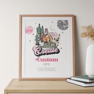 EDITABLE Space Cowgirl Birthday Welcome Poster - Retro Cosmic Space ...