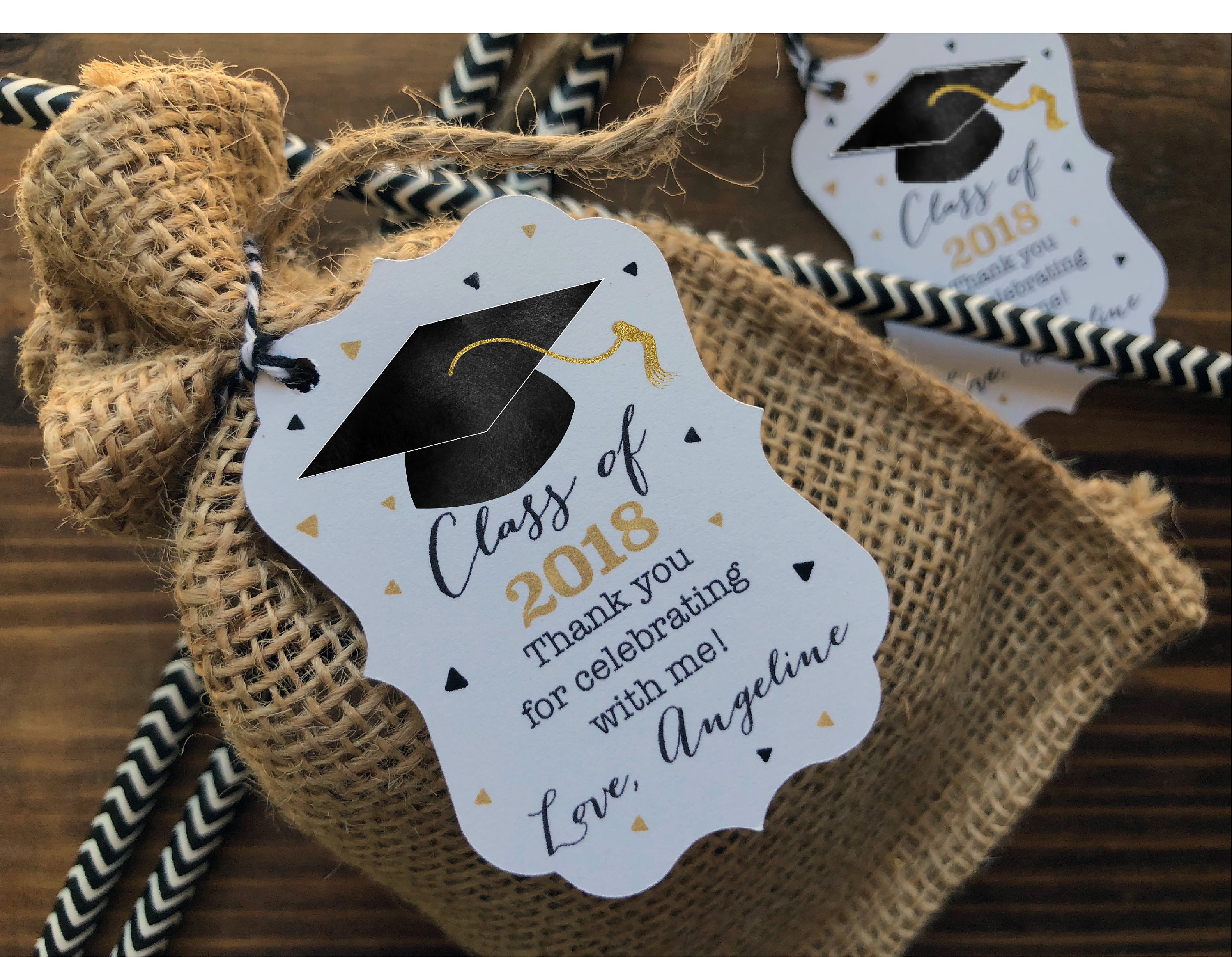 12 Graduation Favor Tags - Graduation Thank You Favor Tags - Class of ...