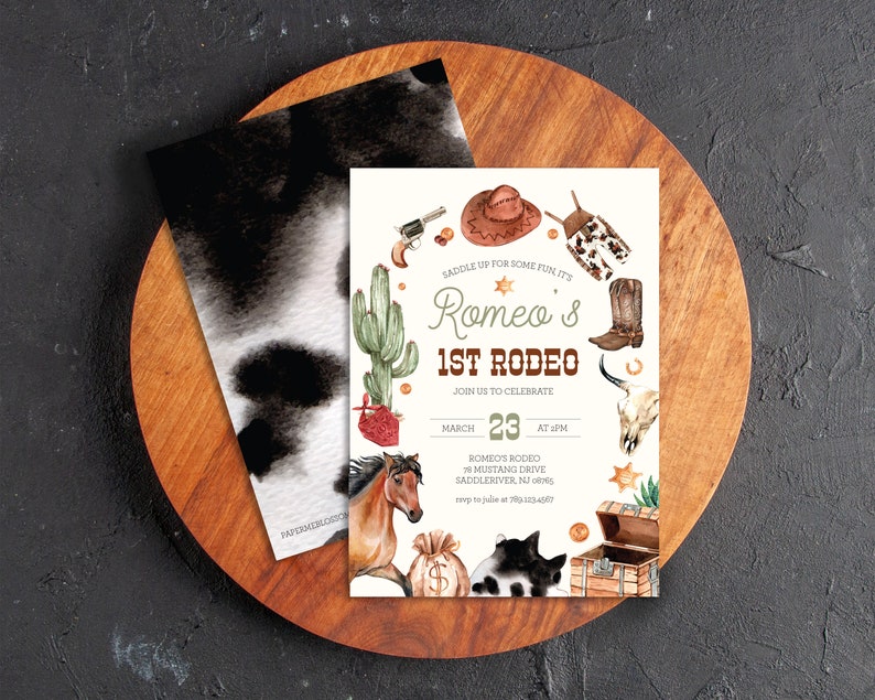 Editable Cowboy First Rodeo Birthday Thank You Favor Tag Boy - Etsy
