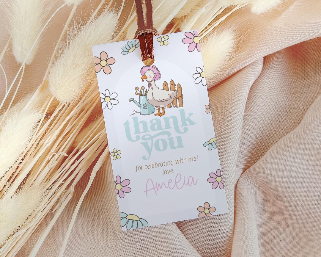Editable Our Silly Goose Birthday Thank You Favor Tag - Flower Farm ...