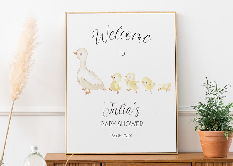 EDITABLE A Little Duckling Will Soon Arrive Baby Shower Welcome Poster ...