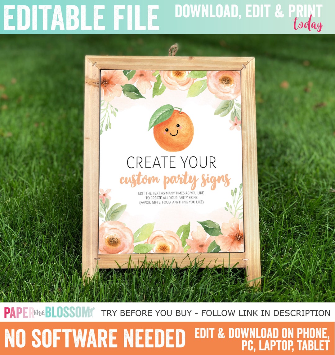 EDITABLE Little Cutie Clementine Birthday Custom Sign little Cutie ...