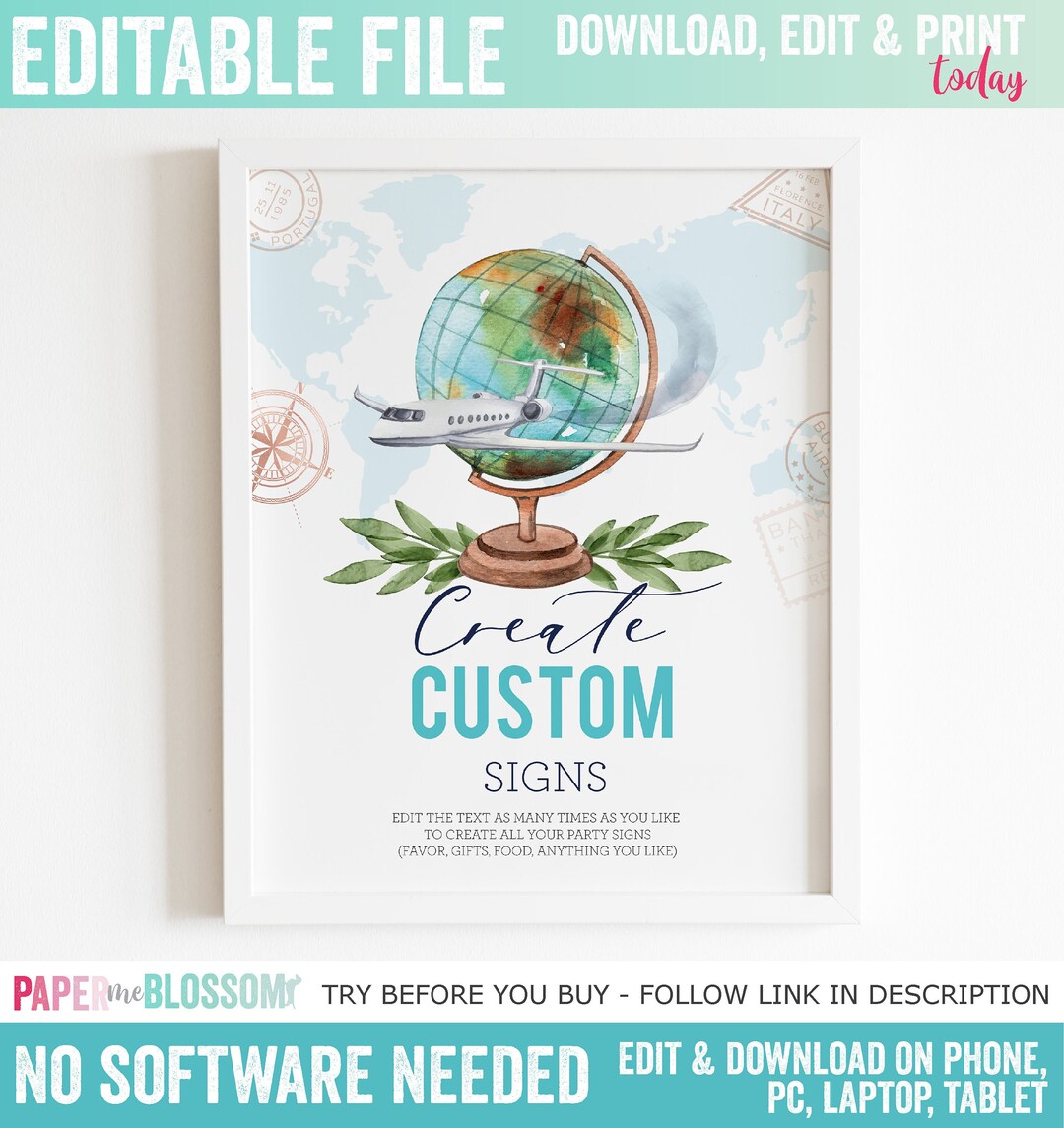 EDITABLE What a Onederful World Boy Custom Sign - Adventure Awaits ...