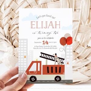 Editable Fire Truck Birthday Invitation - Let's Get Fired up ...