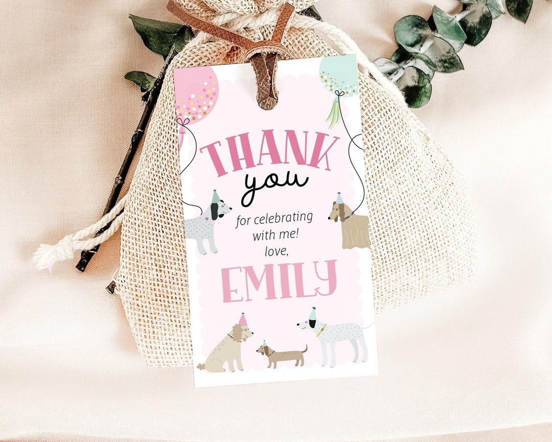Editable Dog Puppy Two Let the Dogs Out Thank You Favor Tag/doggy Girl ...