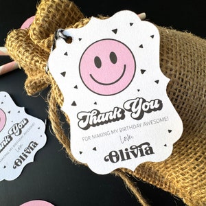 12 Retro Smiley Face Birthday Party Cupcake Toppers - Groovy Preppy ...