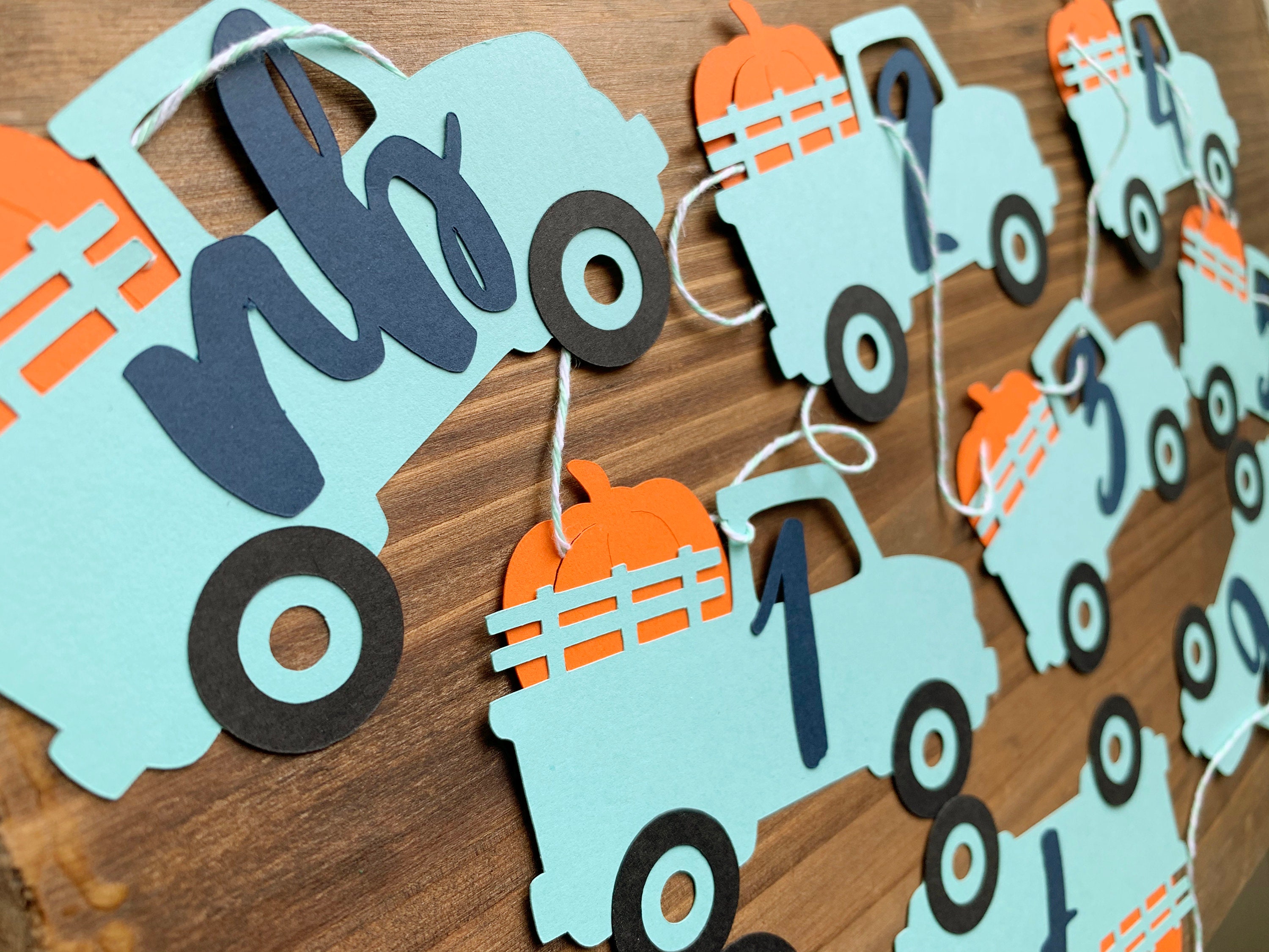 12 Blue Farm Truck Thank You Gift Tags Fall Pumpkin Favor | Etsy