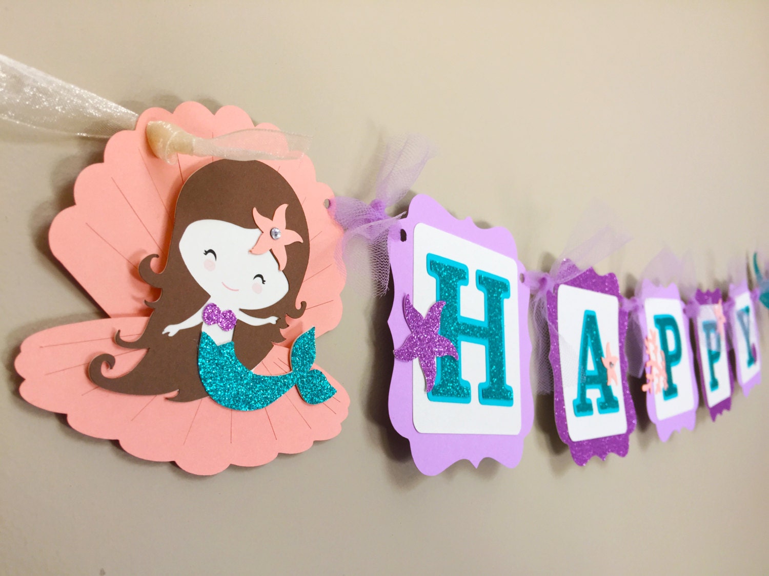 12 Little Mermaid Under the Sea Shell Happy Birthday thank you | Etsy