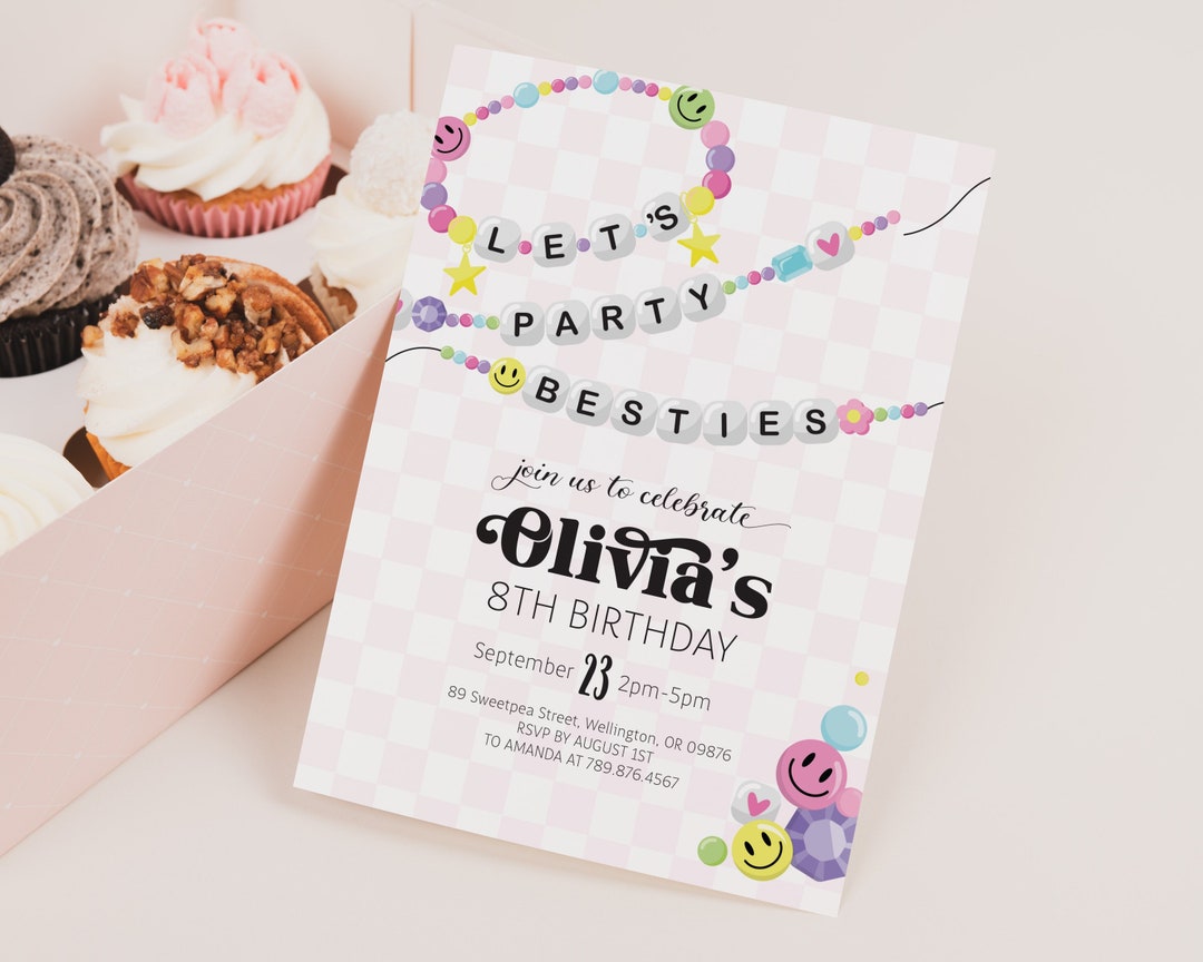 Editable Friendship Bracelet Birthday Invitation - Beastie Bead ...