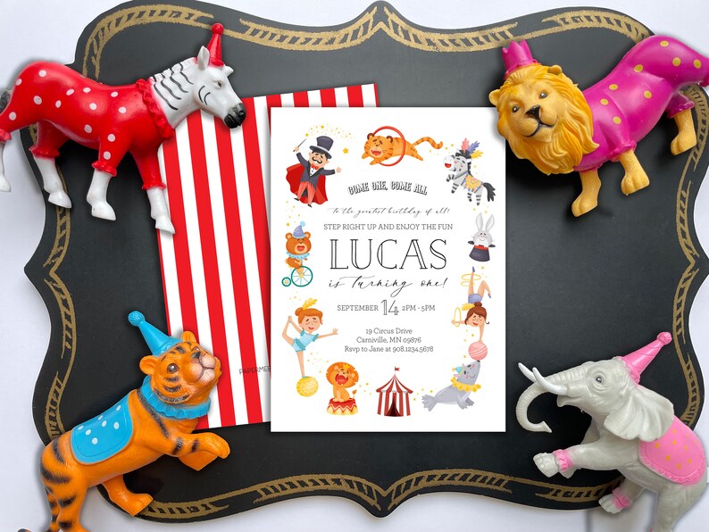EDITABLE Circus Birthday Favor Thank You Gift Tag Come One - Etsy