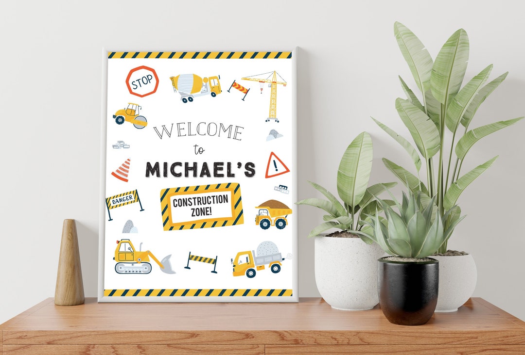 EDITABLE Construction Vehicle Welcome Poster - Dump Truck Welcome Sign ...