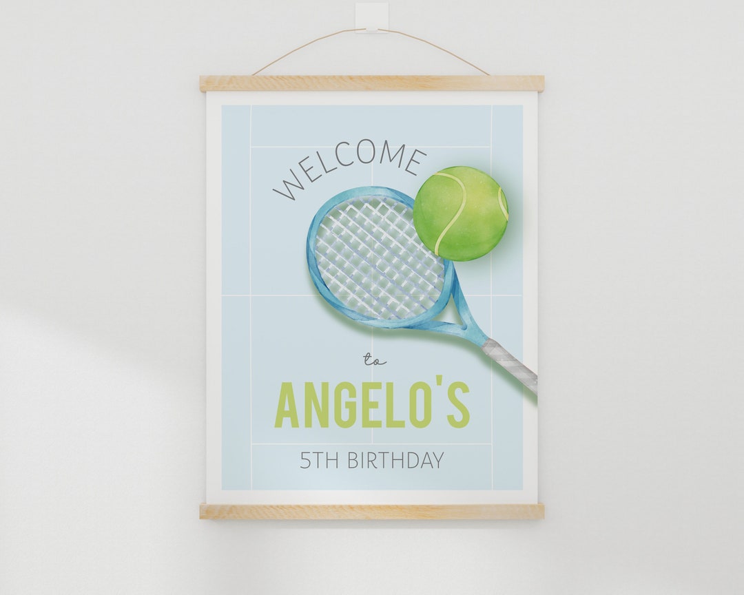 EDITABLE Tennis Ball Boy Birthday Welcome Poster - Game,set,match ...