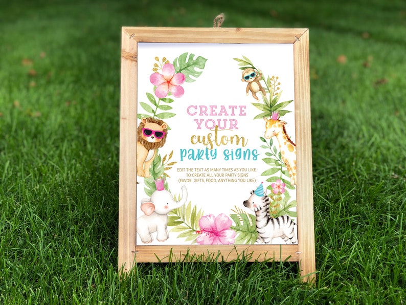 EDITABLE Two Wild Safari Jungle Animal Table Place Card Wild | Etsy