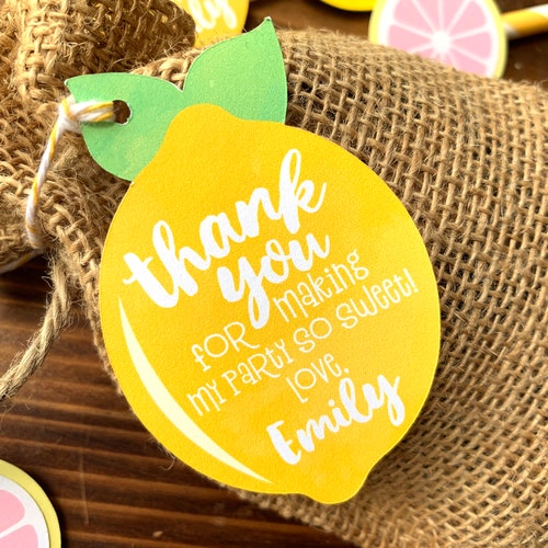 12 Sweet Lemon Thank You Gift Tags Pink Lemonade Party Favor - Etsy