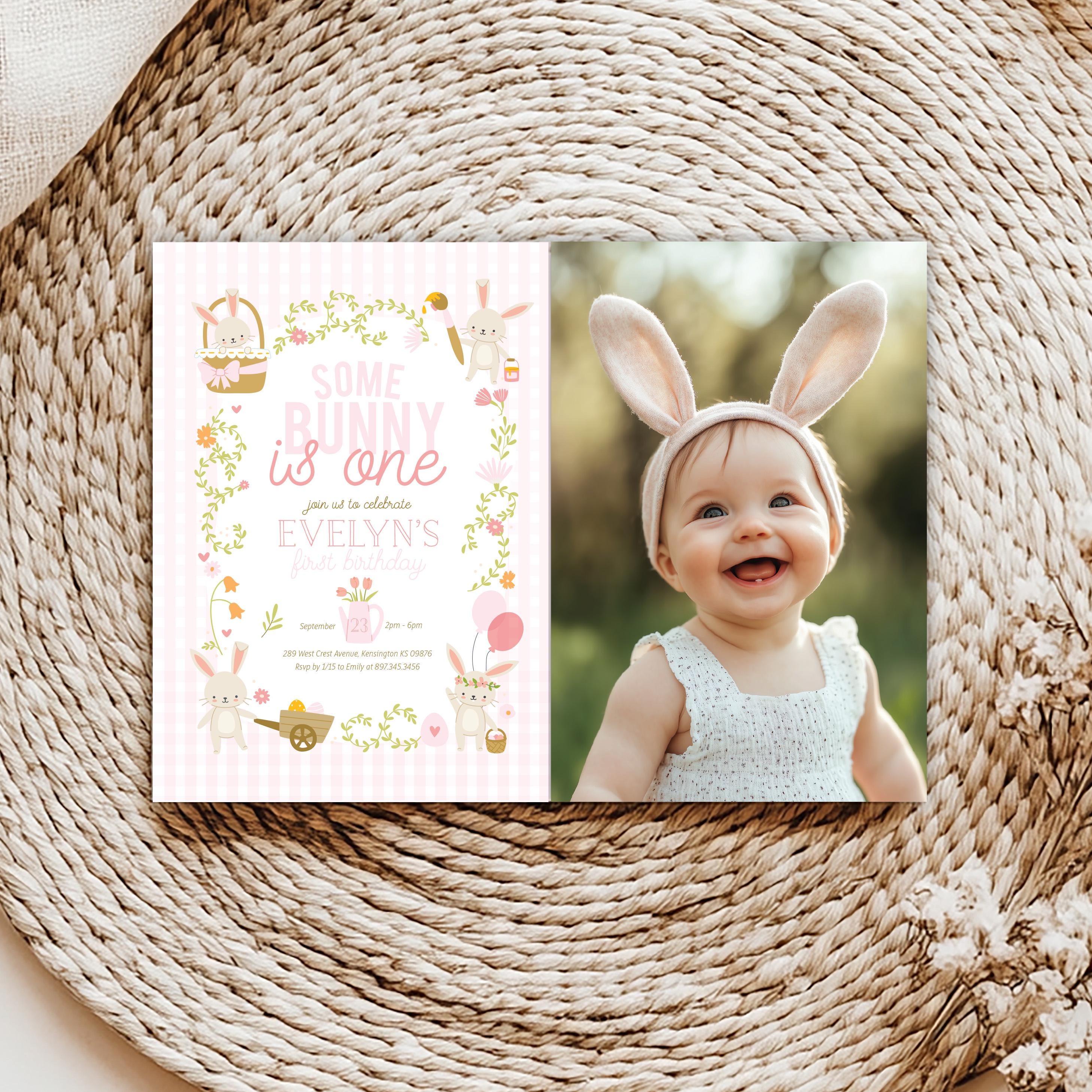 EDITABLE Some Bunny Birthday Stats Info Poster - Girl First Birthday ...