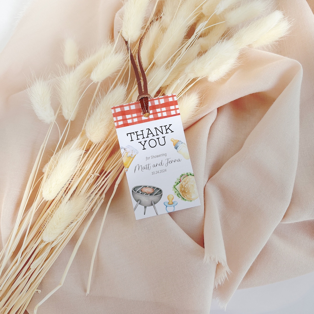 Editable Bun in the Oven, Burgers on the Grill BBQ Baby Shower Thank ...