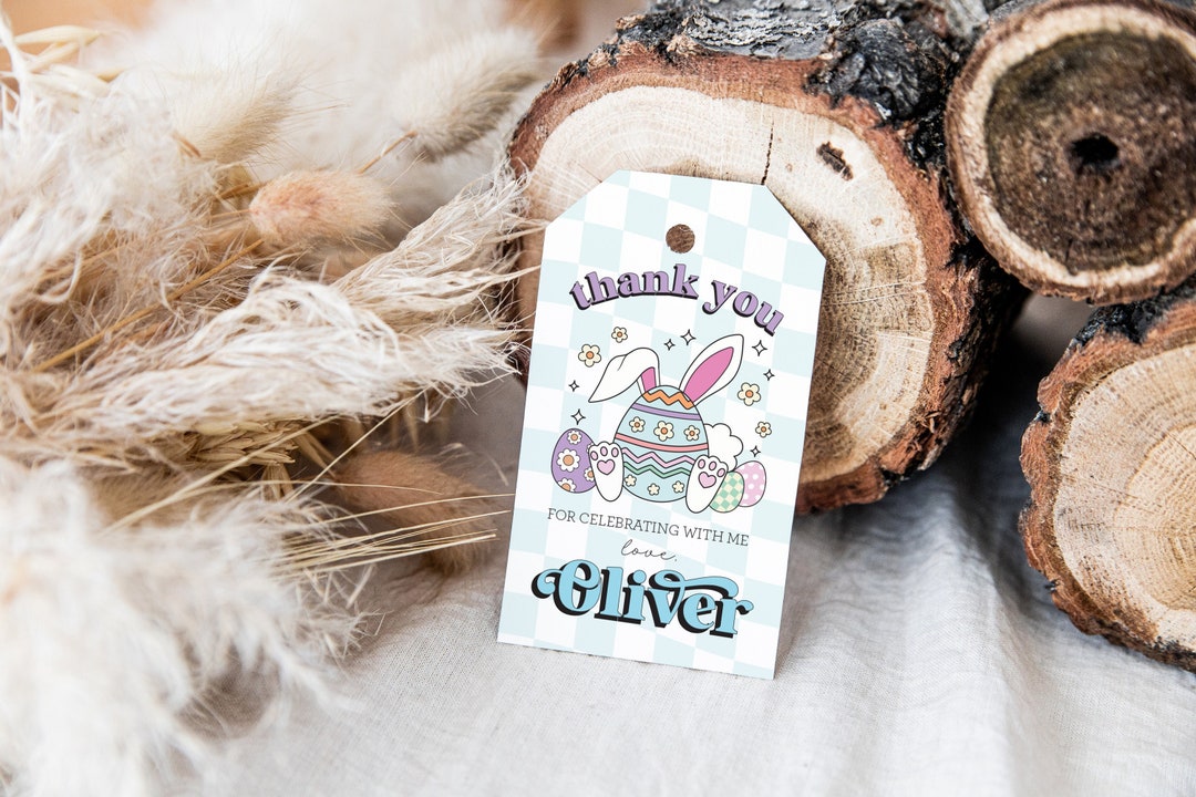 EDITABLE Easter Some Bunny is One Boy Birthday Gift Tag - Retro Easter ...