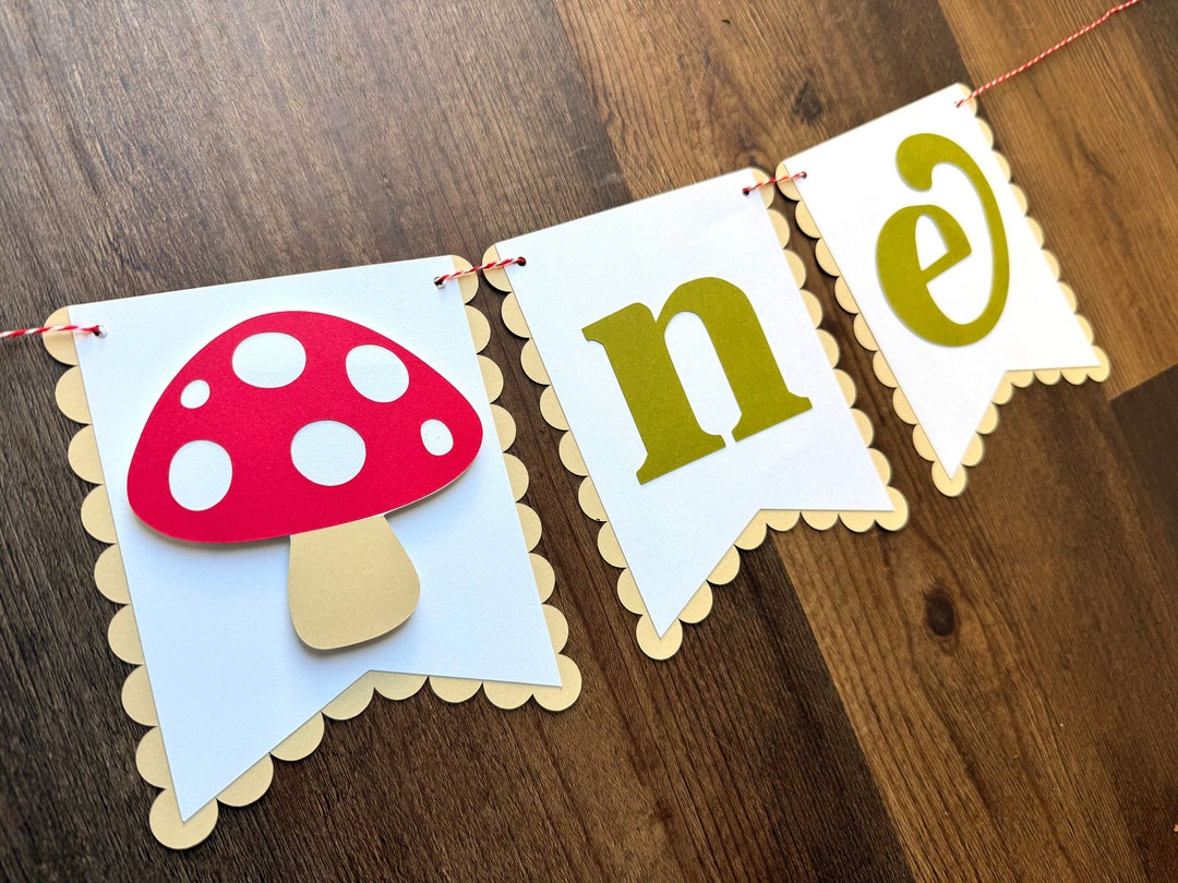 Mushroom High Chair Birthday Banner - Fungi Enchanted Forest Birthday ...