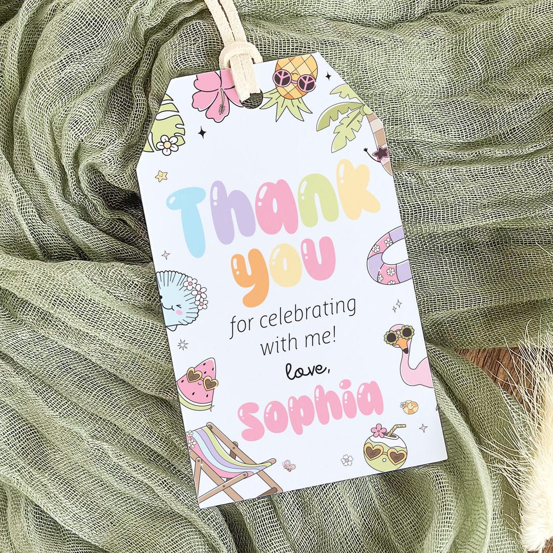 EDITABLE Fun in the Sun Birthday Favor Thank You Gift Tag - Flamingo ...