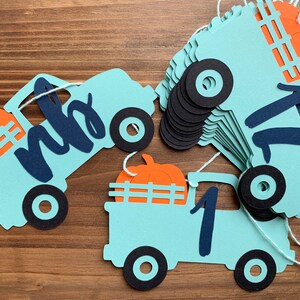 Farm Blue Truck Pumpkin Birthday Photo Banner - Fall Pumpkin Truck ...