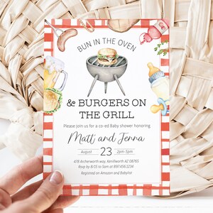 EDITABLE Bun in the Oven, Burgers on the Grill BBQ Baby Shower Welcome ...
