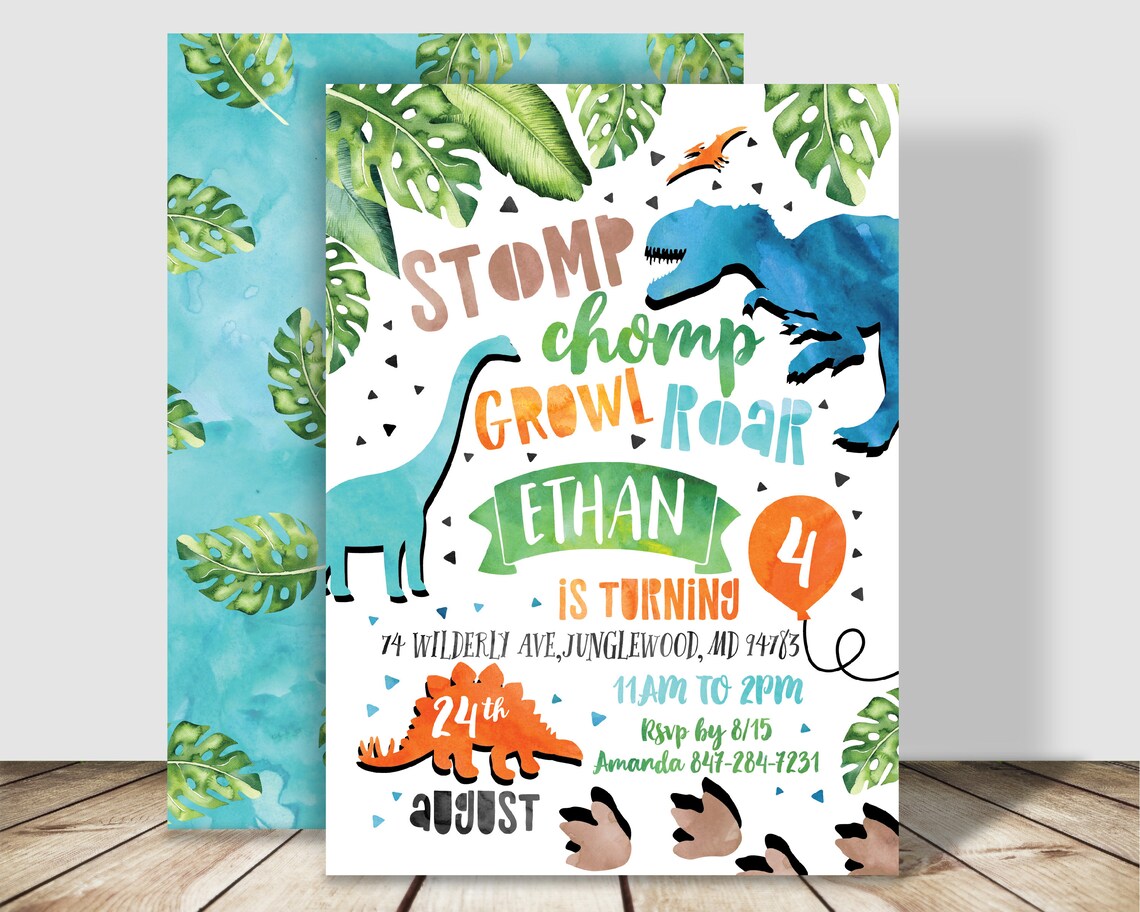 Dinosaur Roar Happy Birthday Banner - Stomp, Chomp, Growl, Roar Party ...