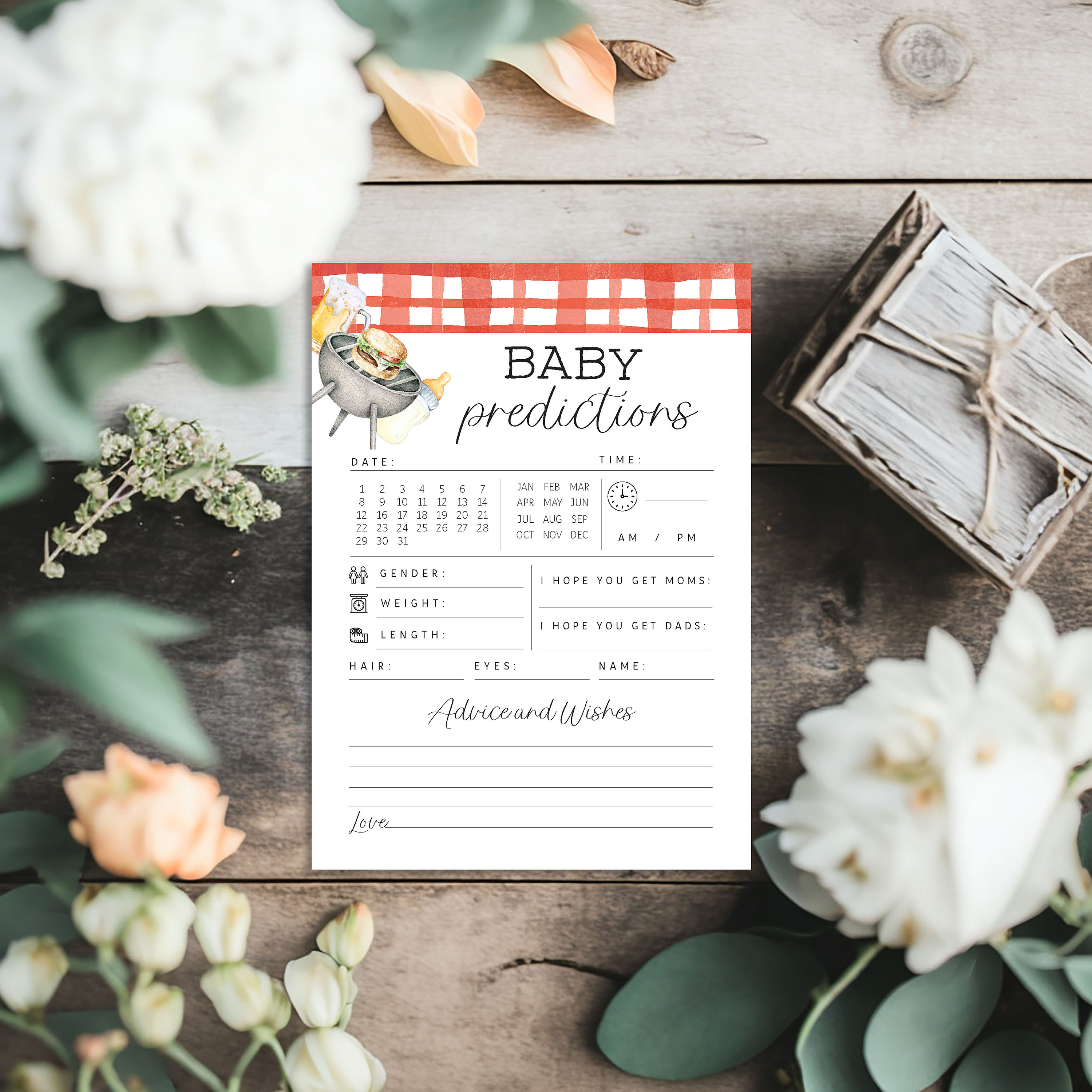 EDITABLE Bun in the Oven, Burgers on the Grill BBQ Baby Shower Welcome ...