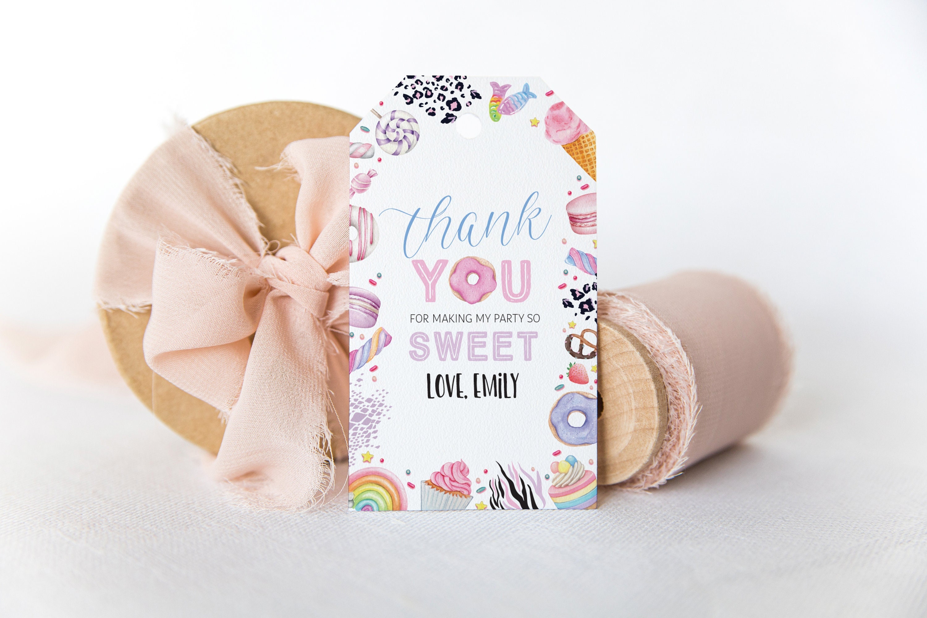 EDITABLE Two Sweet and Two Sassy Girl Favor Thank You Gift Tag - Sweet ...