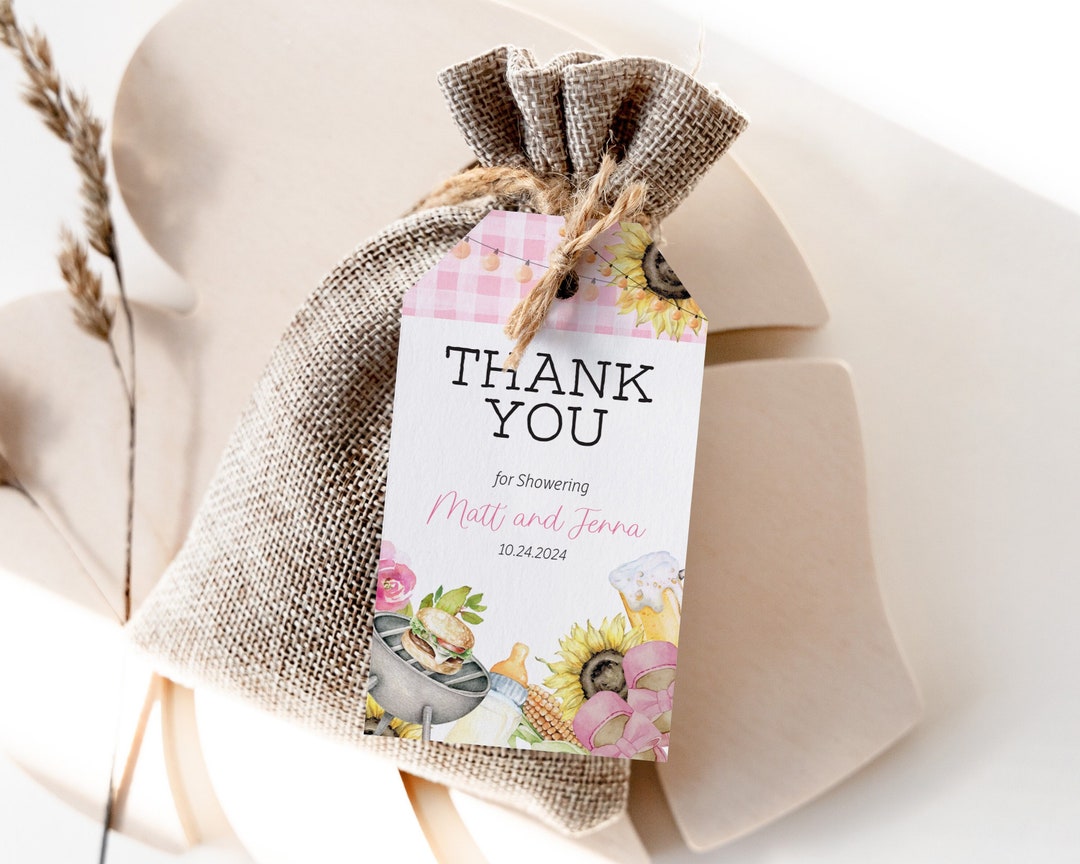 Editable Bun in the Oven, Burgers on the Grill BBQ Baby Shower Thank ...