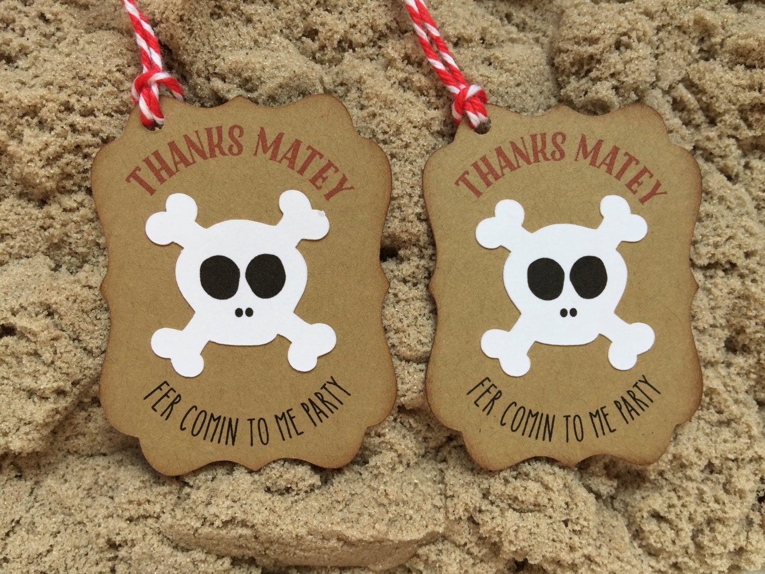 12 PIRATE Birthday Thank You Favor Tags Thanks Matey Fer - Etsy